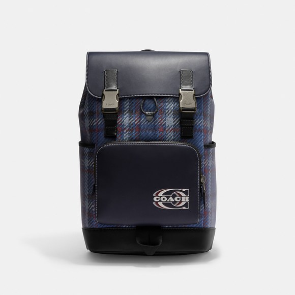 Coach | Bags | Nwt Coach Outlet Track Backpack With Plaid Print And ...